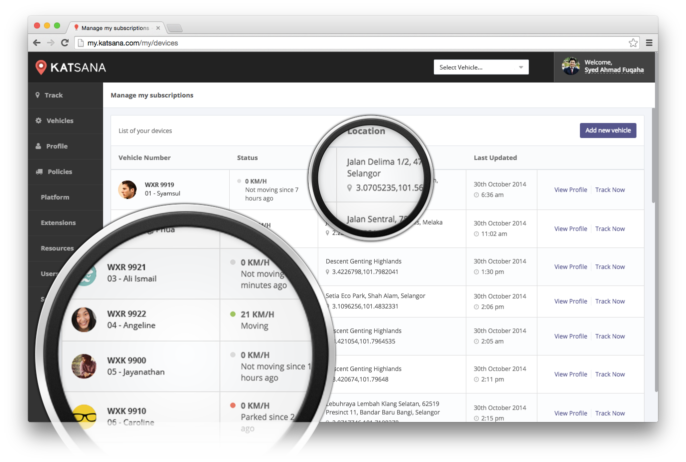 Fleet Status overview with Katsana v2.0.6 • KATSANA Integrated Vehicle ...