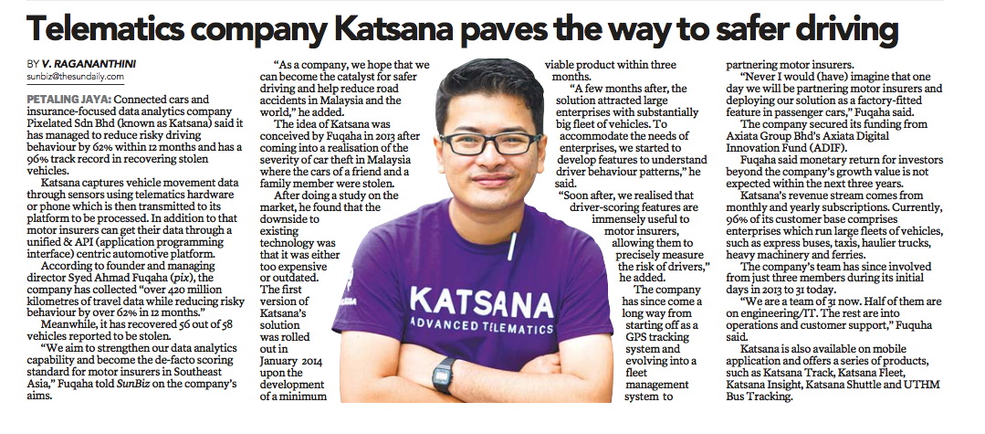 Telematics company Katsana paves way to safer driving • KATSANA ...